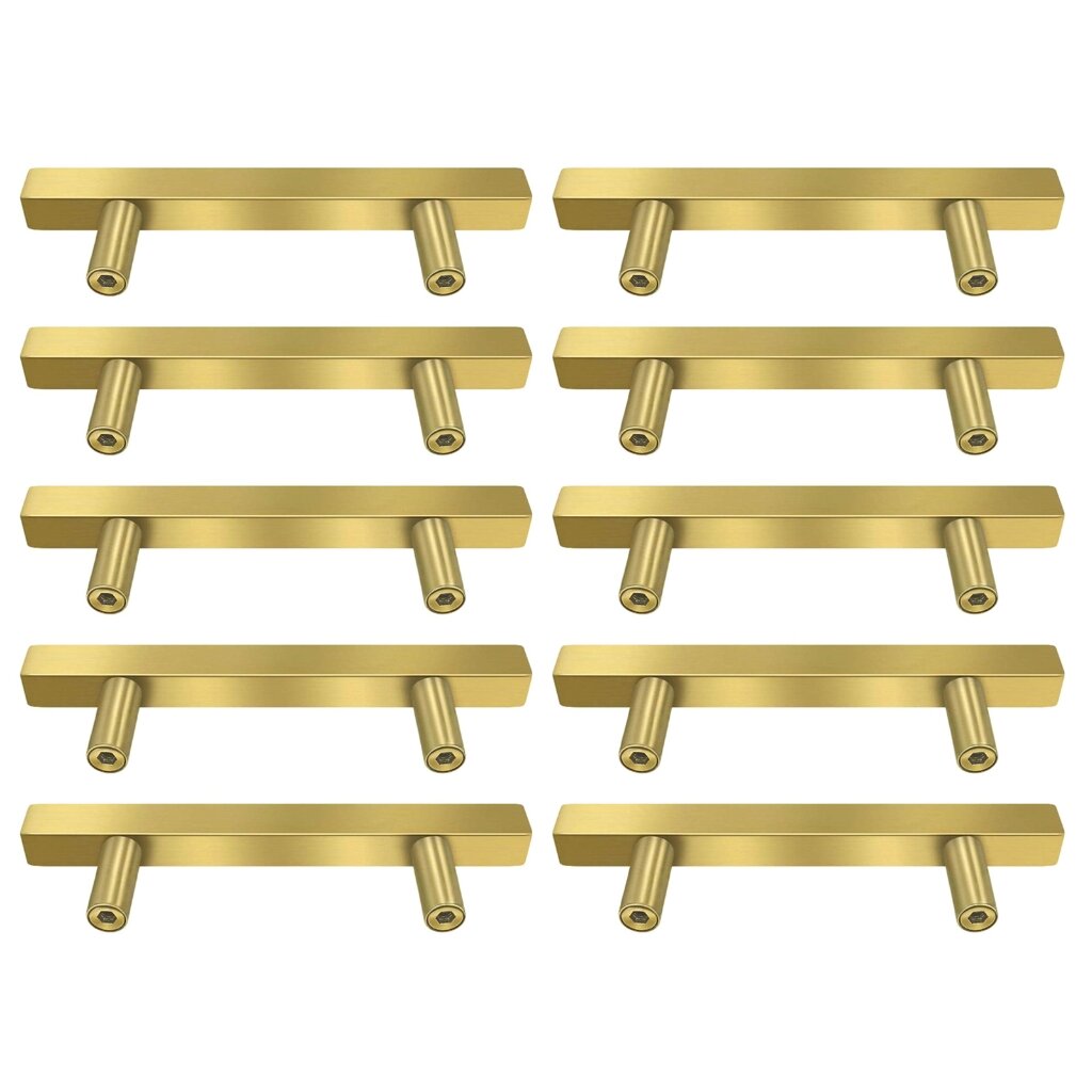 10шт Золотые Матовые Латунные Ручки Декоративная Тяга для Кухонных Шкафов и Ванных Комнат
