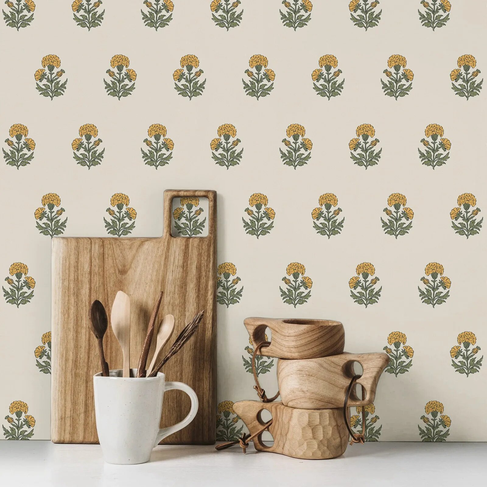 Бумажные обои Pixel&Wall "Цветы календулы", Tradition Un-pasted