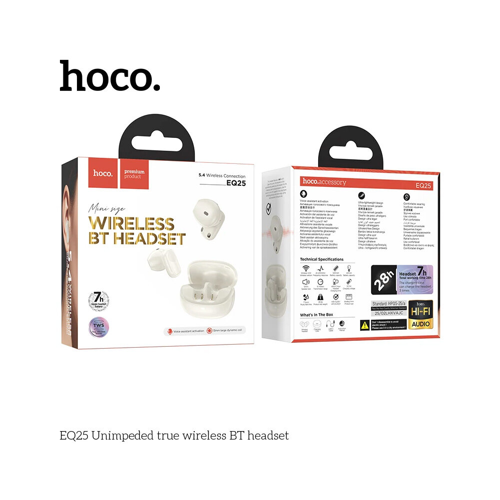 Беспроводные наушники Hoco EQ25 TWS Unimpeded true wireless, белые.