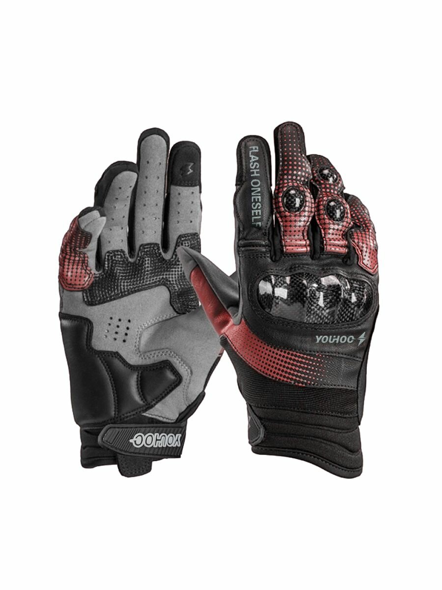 Чёрные перчатки из карбона и овчины