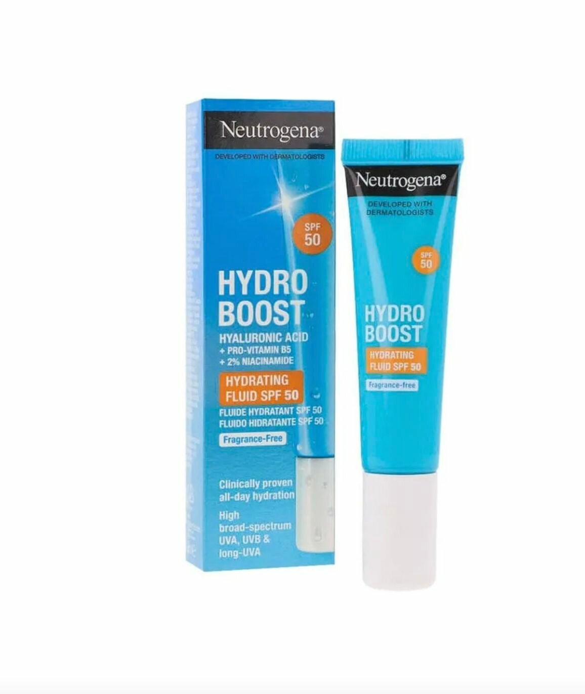 Neutrogena мини Увлажняющий, солнцезащитный крем-флюид для лица Hydro Boost hyaluronic acid hydrating fluid SPF 50 15ml