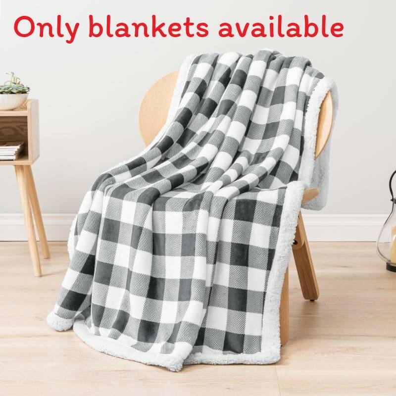 Blanket buffalo plaid christmas black white for couch and bed with plush fleece for winter warmth white 130x150 cm