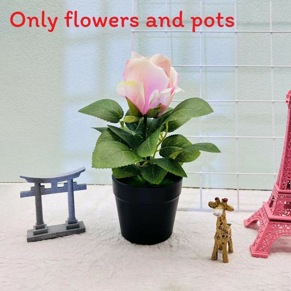 Rosa rugosa миниатюрный цветок с шелковым и пластиковым материалом для балкона и настольного декора розовый