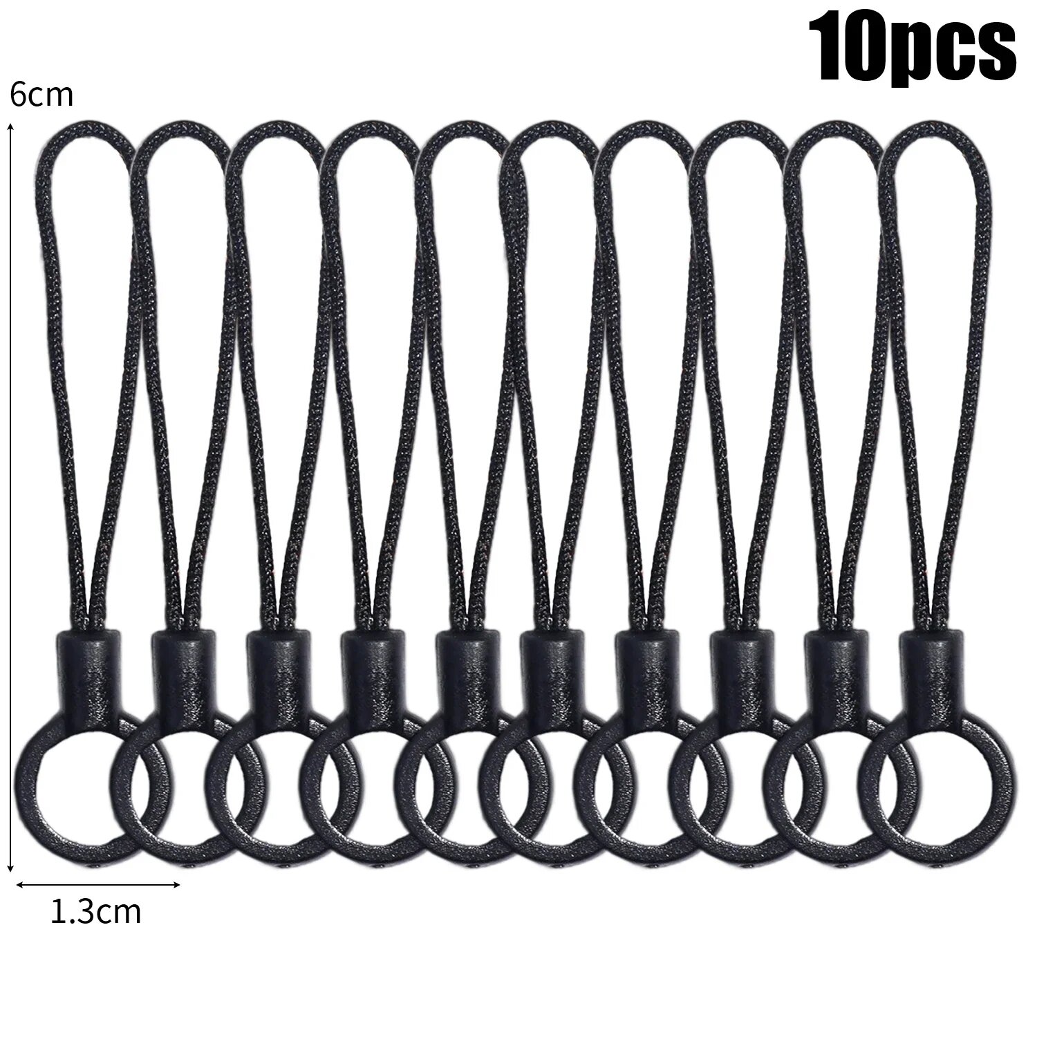 DIY брелок для мобильного телефона, ремешок на палец, кулон, украшение, аксессуары, короткий ремешок для мобильных телефонов, брелок на запястье, веревка Black 10PCS