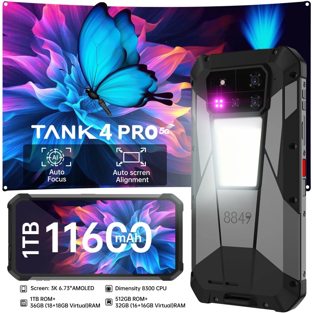Смартфон unihertz 8849 Tank 4 Pro, 16/512ГБ, global