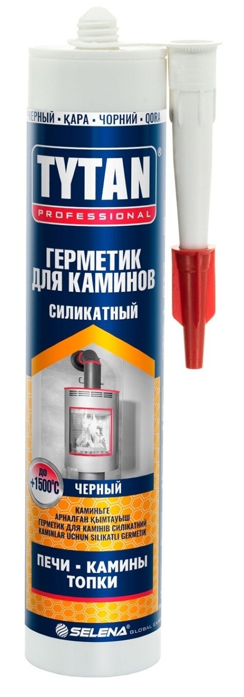 Герметик силикатный TYTAN Professional / Титан Профессионал для каминов, черный, 280мл / строительство и ремонт