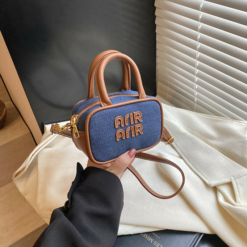 Модная миниатюрная сумка для детей в стиле клетка и леопардовый принт, джинсовая, для школы