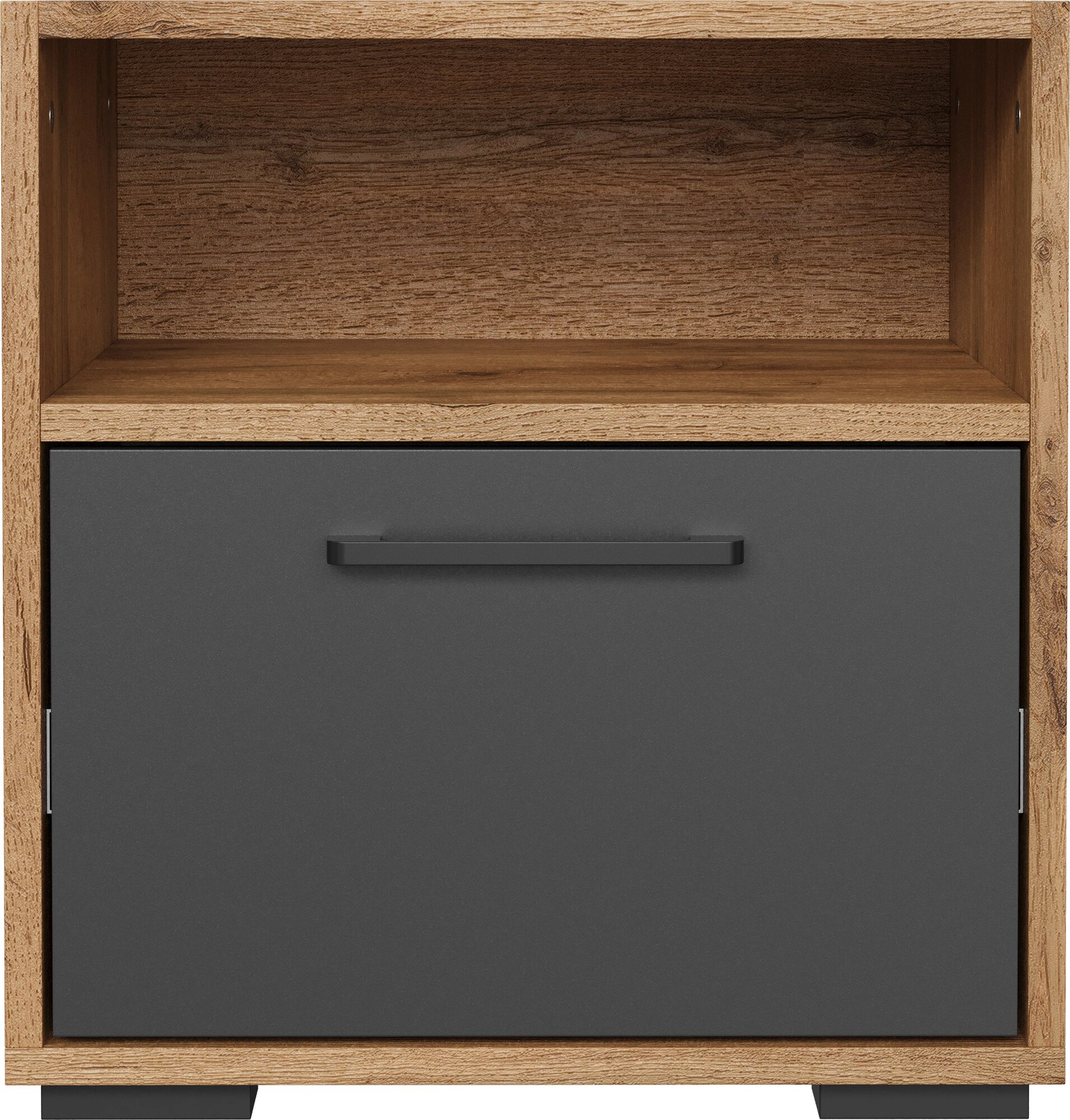 Прикроватная тумба DIWO Кострома 45x48х35 см дуб вотан, антрацит, ручка черная