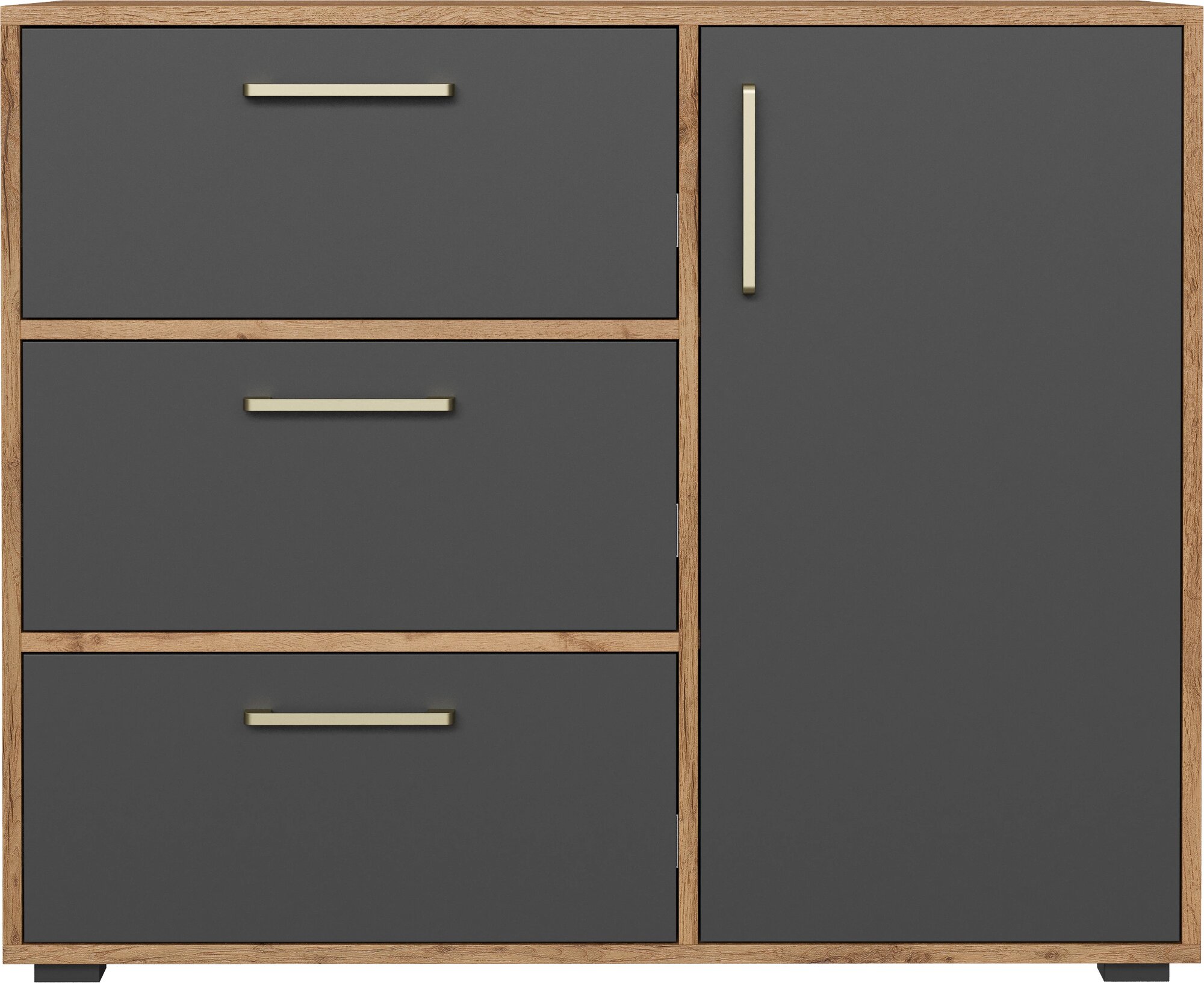 Комод DIWO Кострома 100х82х42 см антрацит, дуб вотан ручка золото SHK-721326