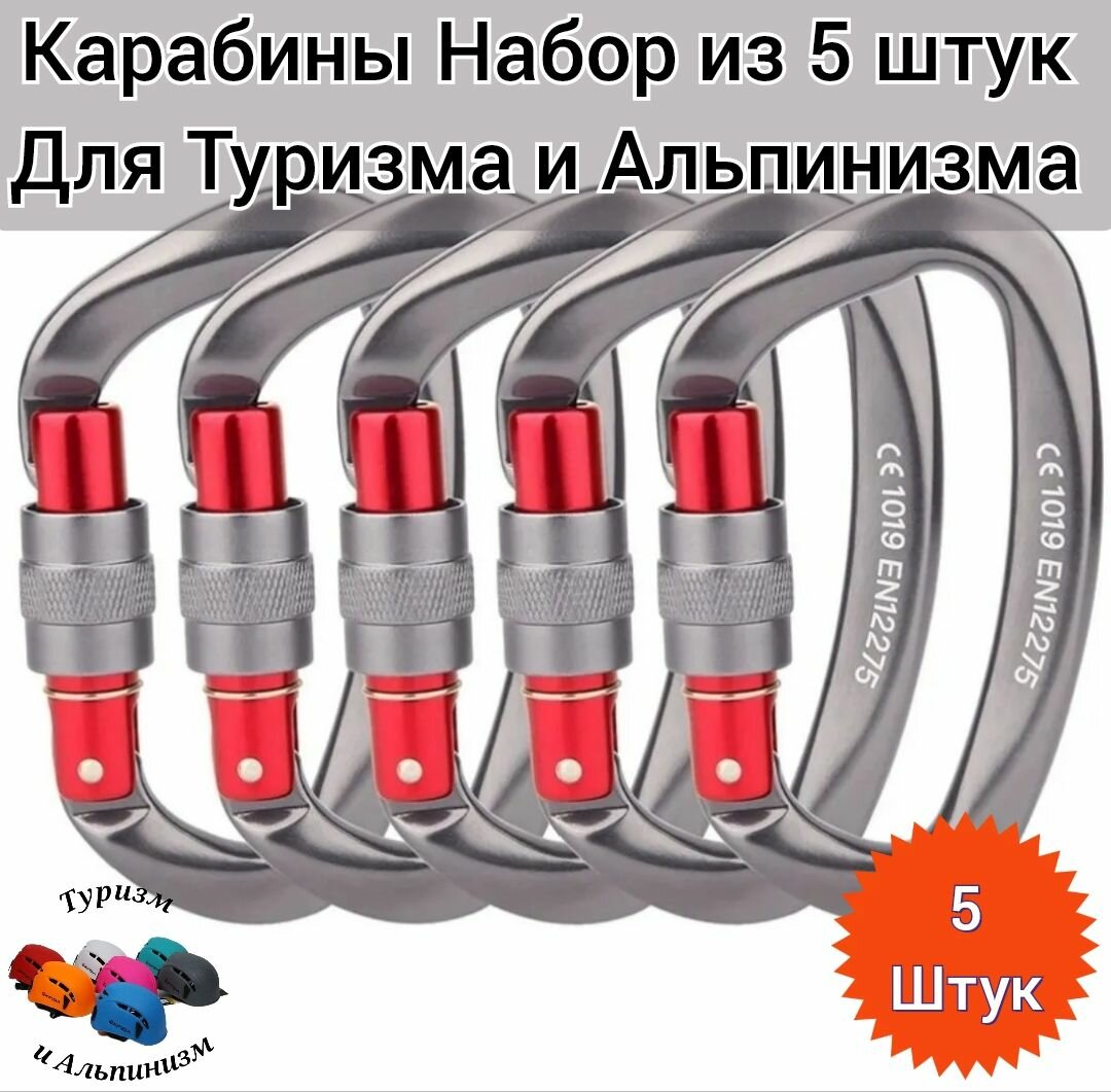 Набор карабинов PAINTER, для туризма и альпинизма, авиационный алюминий, 5 шт.
