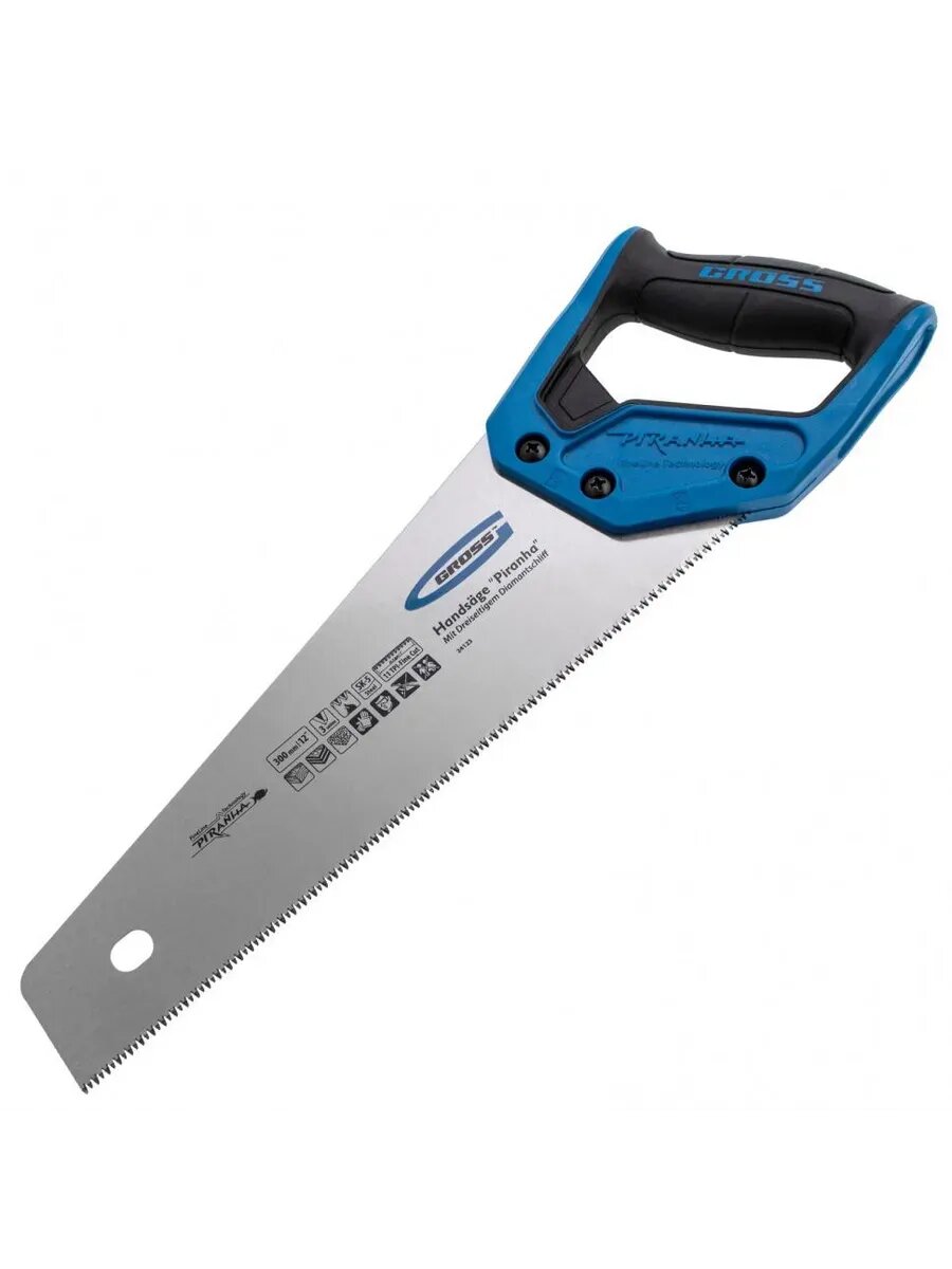Ножовка по дереву 300 мм, 11 TPI, каленый зуб 3D GROSS 24123