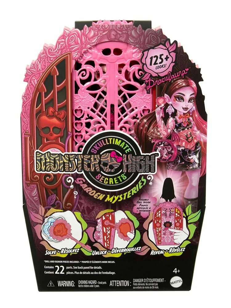 Кукла Монстр Хай Дракулаура Mattel Monster High Skulltimate Secrets Draculaura HYT72 / Детская модная коллекция кукол с аксессуарами, более 19 сюрпризов, подходящих для подарков девочкам старше 4 лет