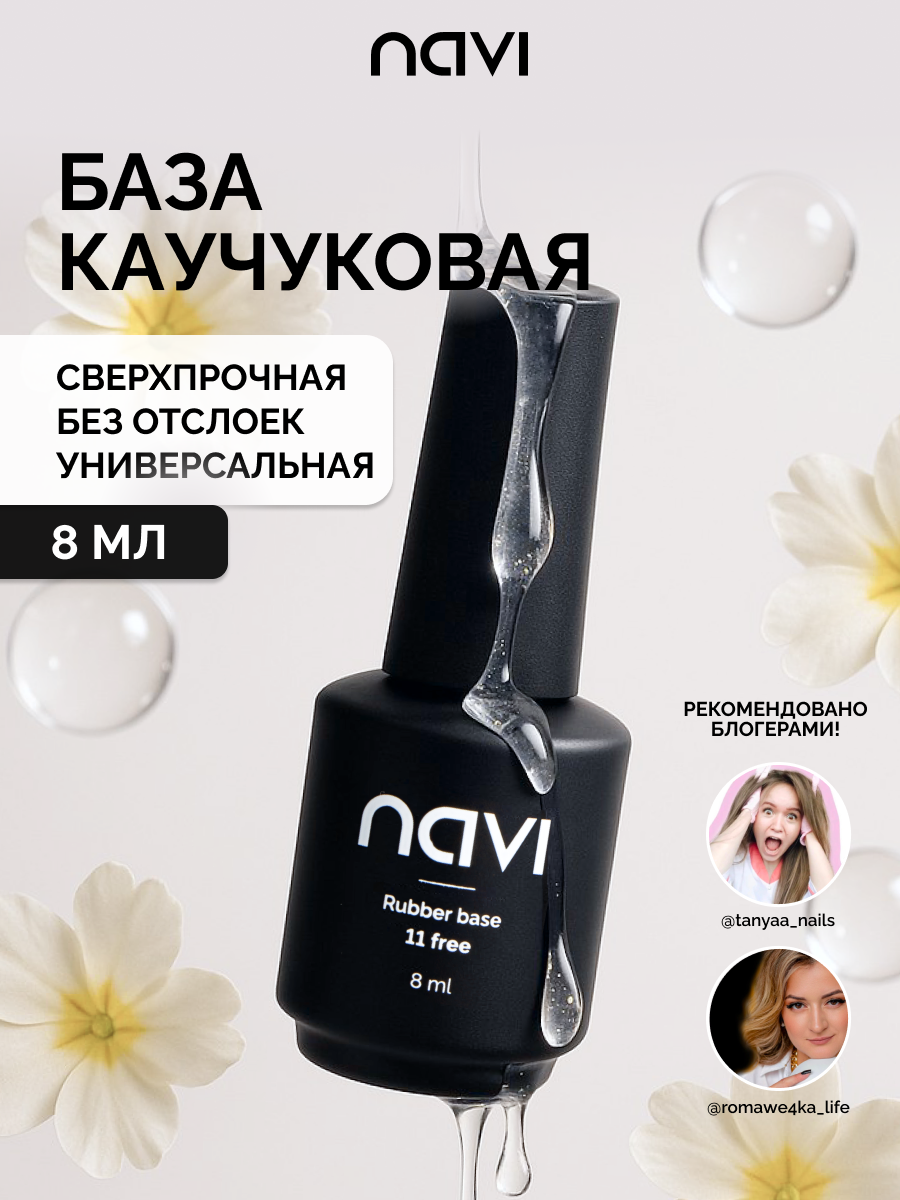 Прозрачная универсальная эластичная каучуковая база для ногтей 8 мл