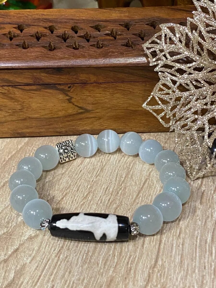 Браслет, агат синтетический