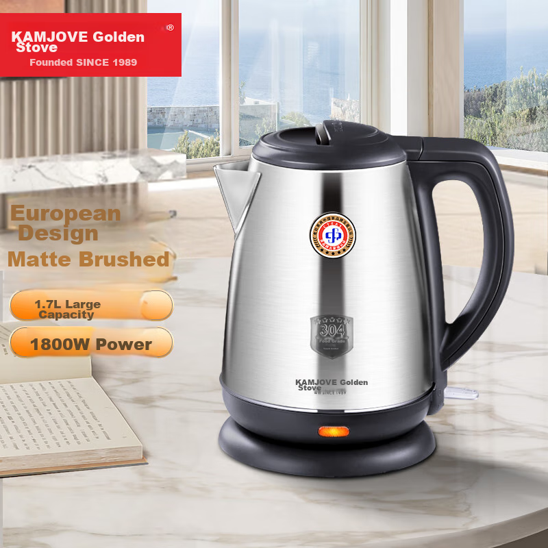Электрочайник KAMJOVE T-65, 304 Stainless Steel, 1.7L, silver