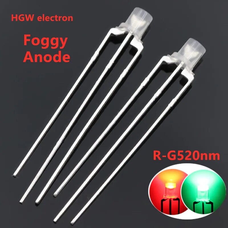 HGW LED 3 мм двухцветный светодиод Foggy Anode R-G520