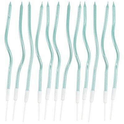 Набор свечей для торта весёлая затея Волна, бирюзовый, с подставкой, 13 см, 12 шт