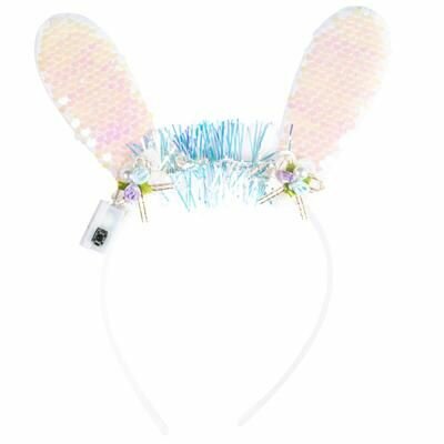 Ободок КНР "Уши зайца", пайетки, светящийся