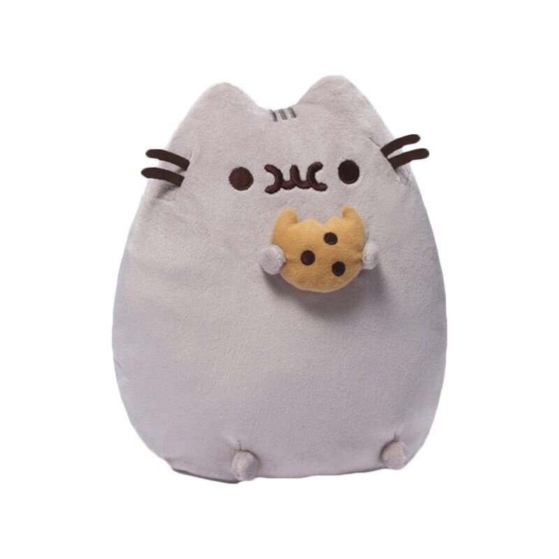 Adorable plush fat cat grey cat with fun food designs including ice cream and hamburgers