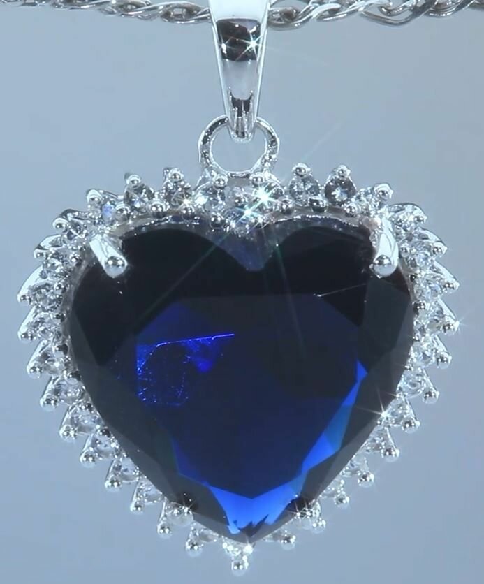 Подвеска, серебро, 925 проба, родирование, топаз, сапфир синтетический