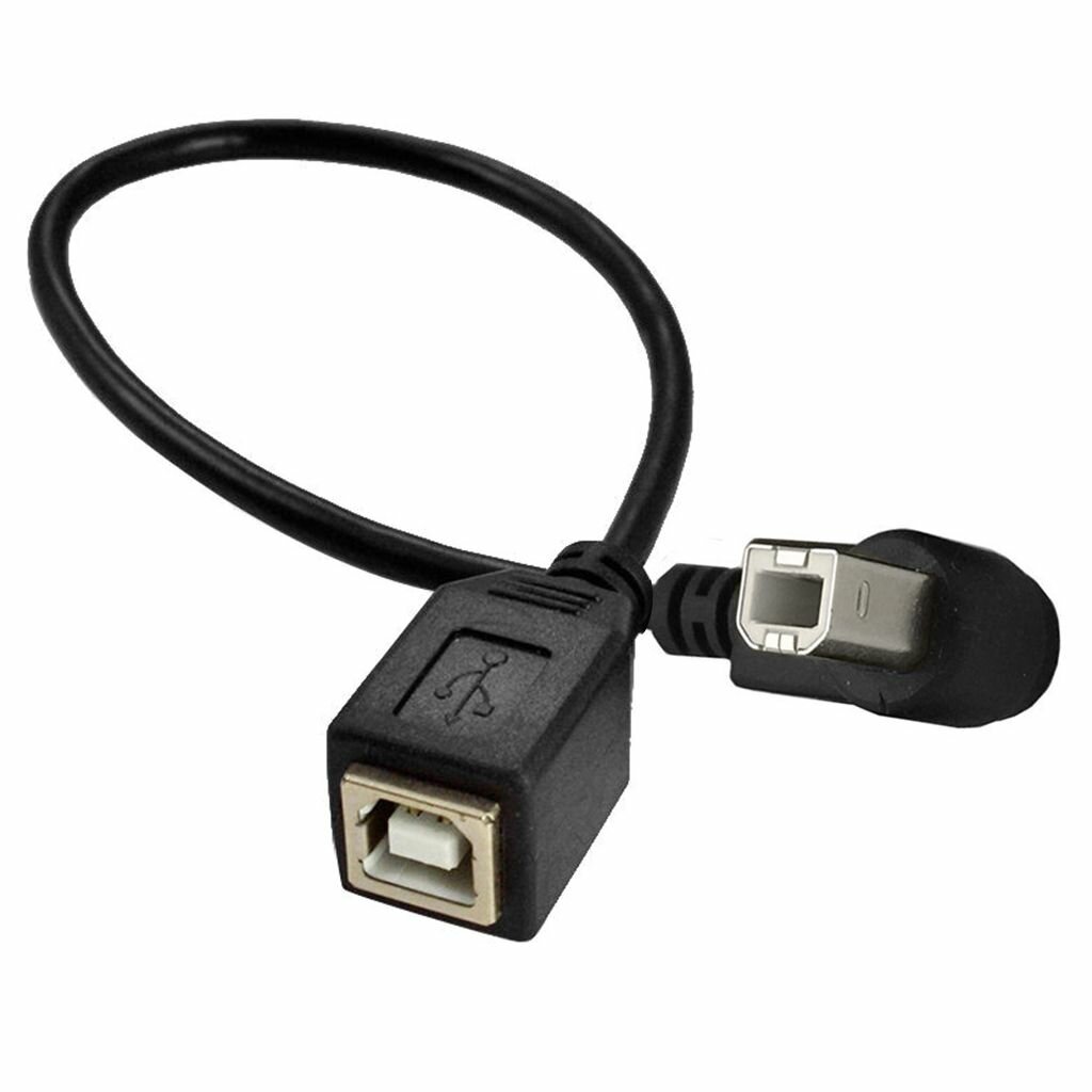Кабель принтера USB 2.0 типа B мама-папа (90 градусов вверх/вниз/правый/левый угол), короткий удлинитель