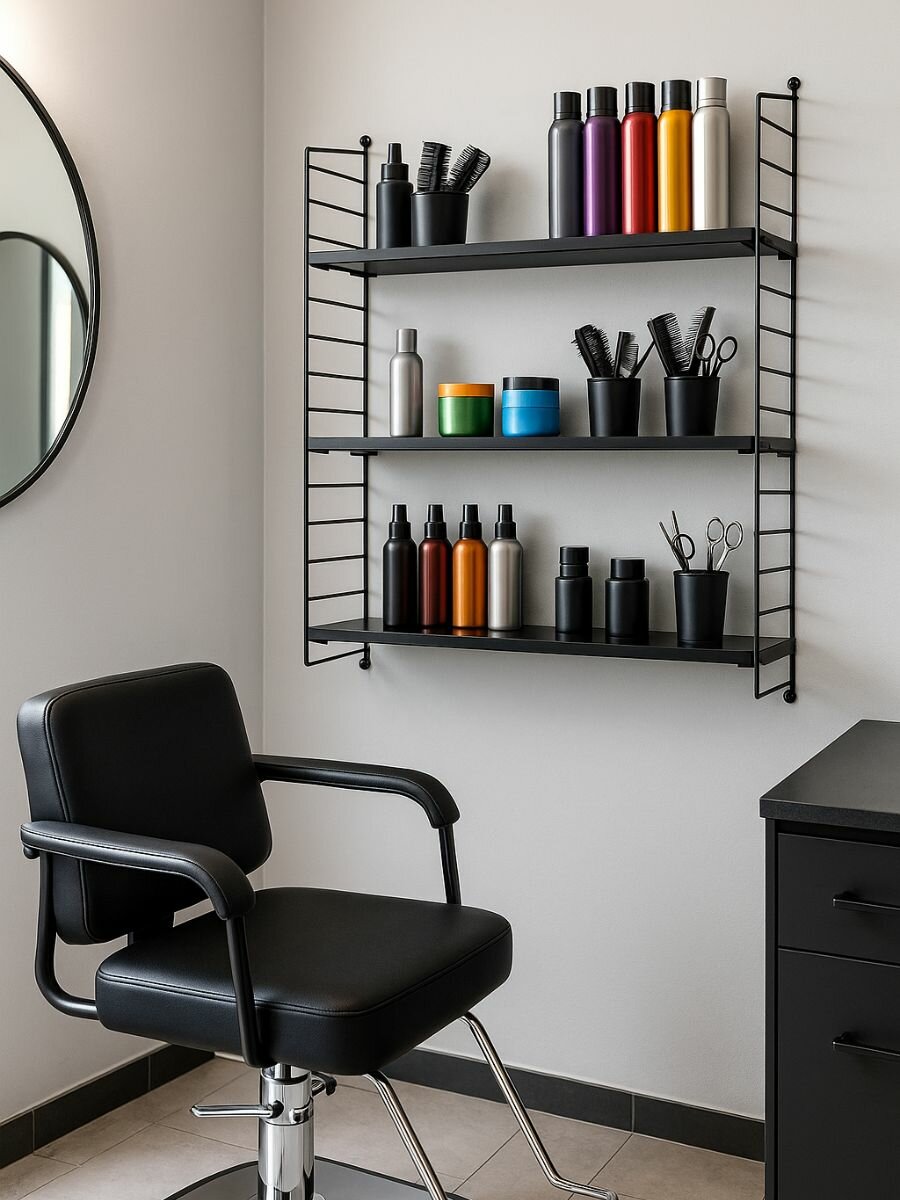 Подвесные стеллажи для салонов красоты и парикмахерских