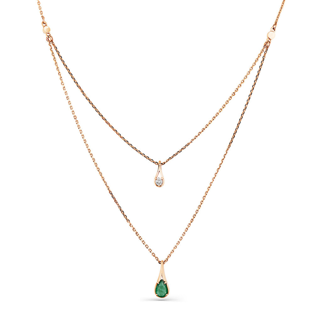 Колье, красное золото, 585 проба, изумруд, бриллиант