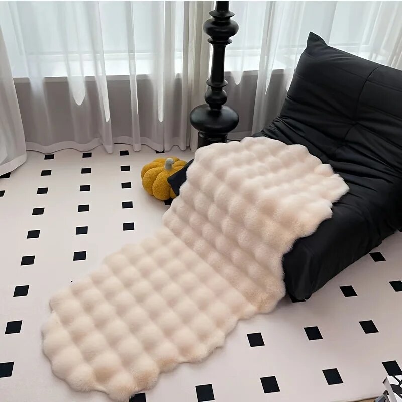 Плюшевый ковер овальный 60x180cm, Off-white