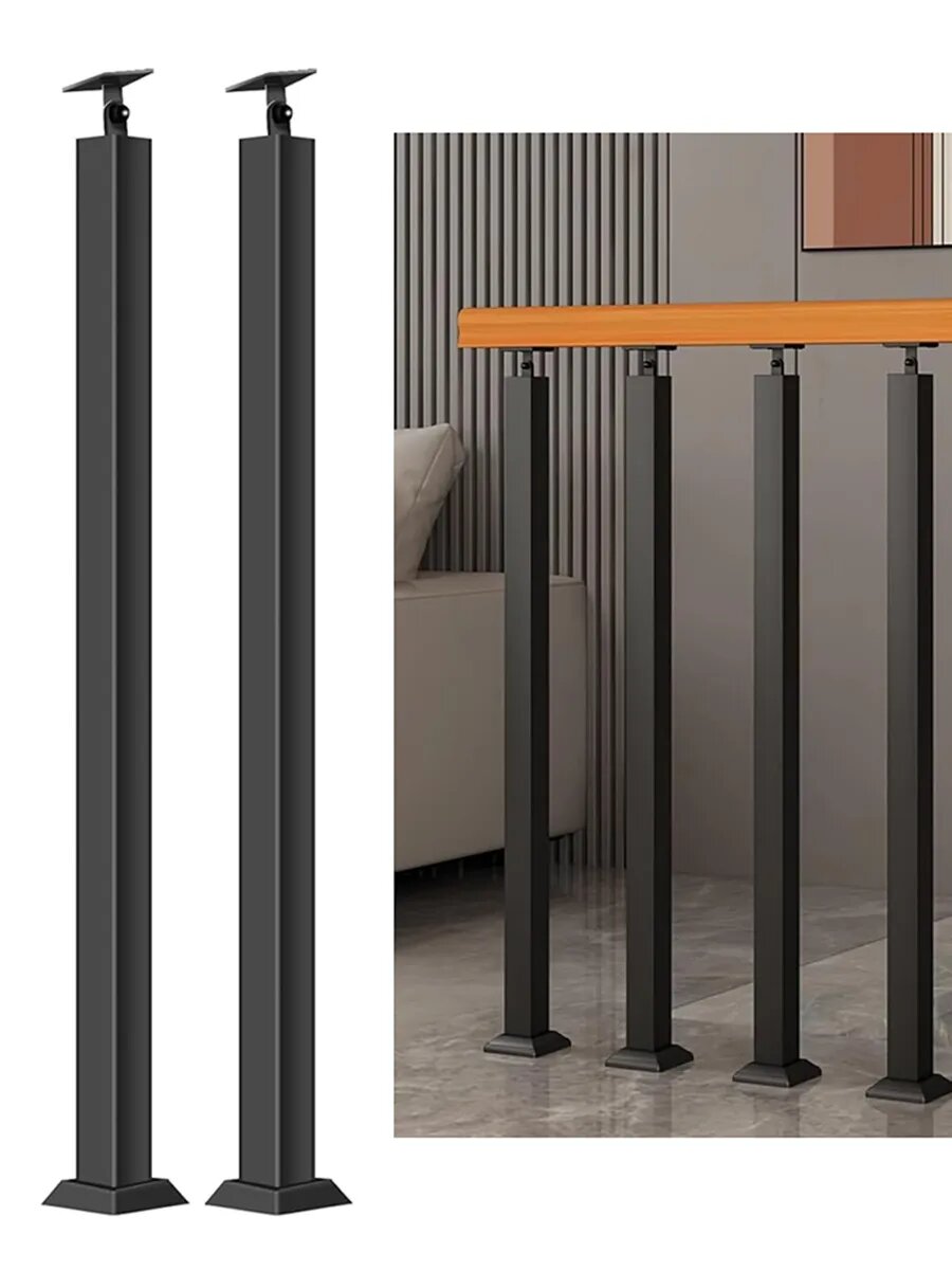 Металлические стойки для лестничных перил, кованые опоры черного цвета с креплениями для дома, лофта, крыльца