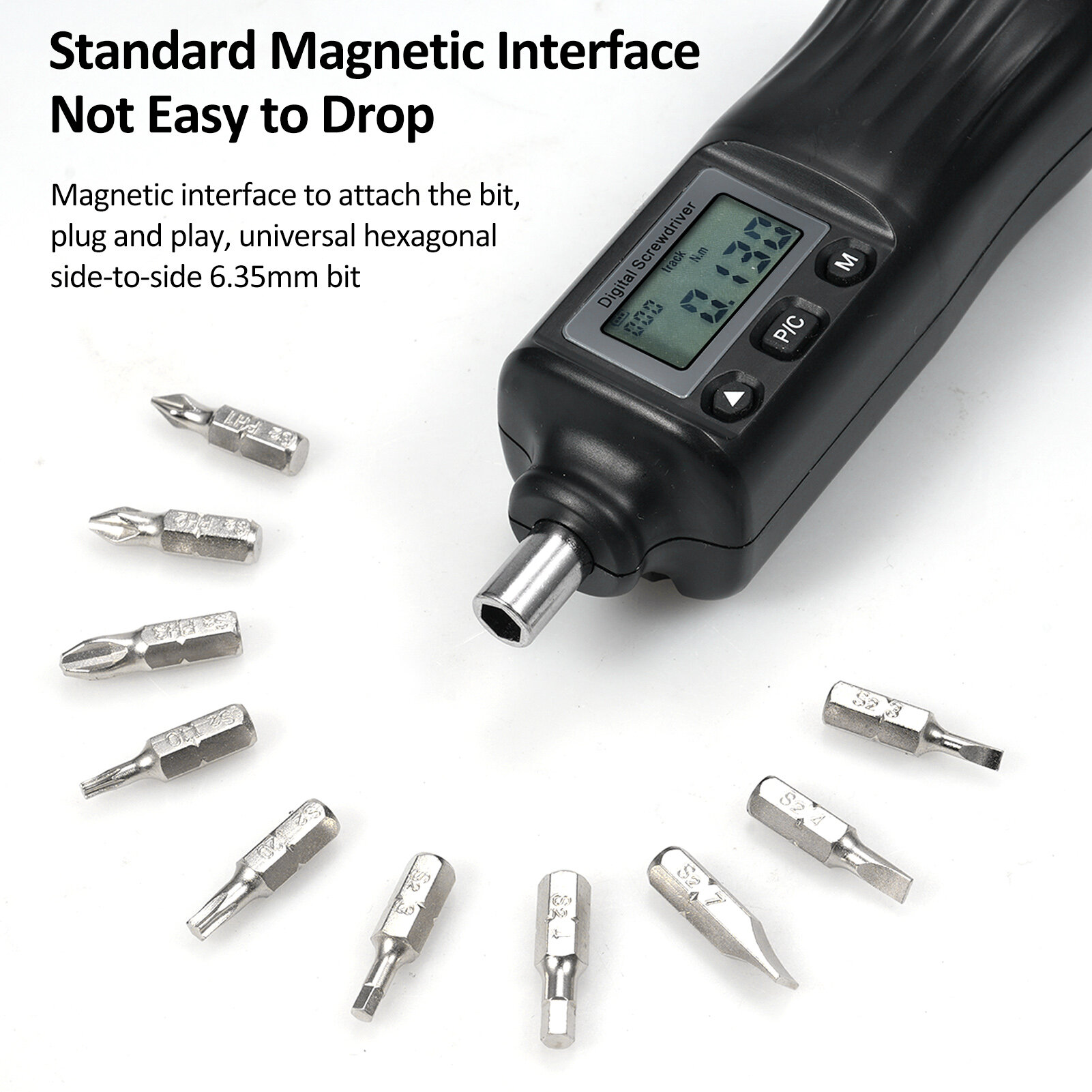 Цифровая динамометрическая отвертка с приводом 1/4", динамометрический ключ, динамометрическая отвертка для электрика с ЖК-дисплеем, диапазон крутящего момента 0,8-4 Н. м, регулируемый крутящий момент отвертки с битами,
