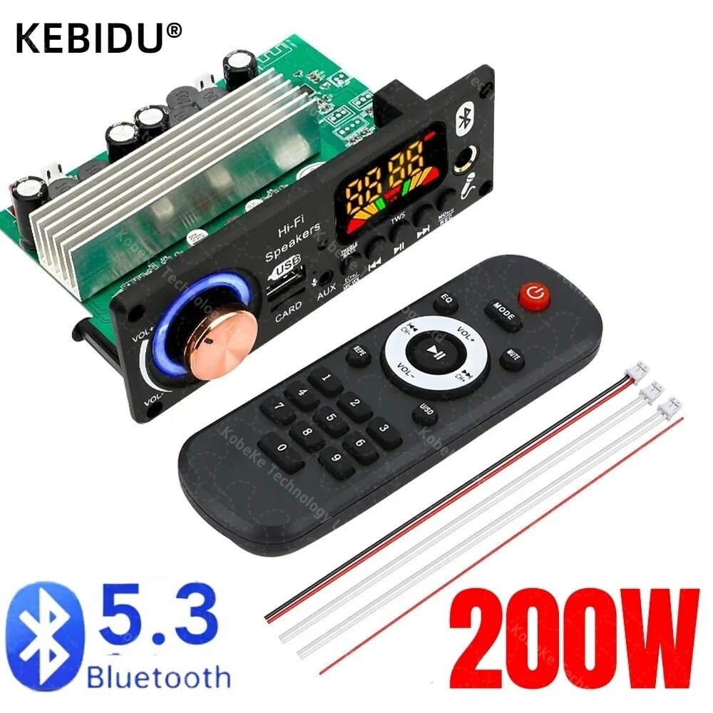Bluetooth 5.3 Аудио Усилитель 2*50W+100W, DC 7-24V — фото 1
