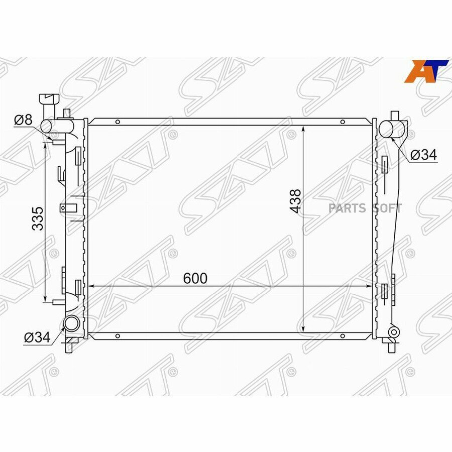 Радиатор Hyundai Elantra 06-12 / Kia Ceed 06-12 от официального дистрибьютора, SAT, артикул SGHY000307R