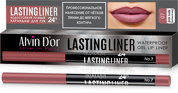 Alvin D'or, Карандаш для губ гелевый водостойкий LASTINGLINER (тон 07 Розовый нюд)
