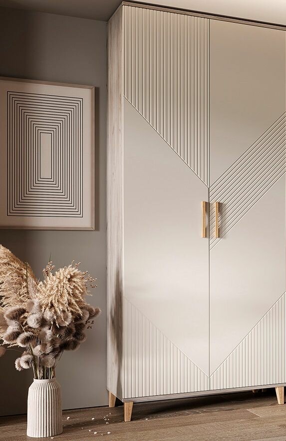 Ирис Шкаф распашной 90 см. Кашемир, Дуб Крафт серый