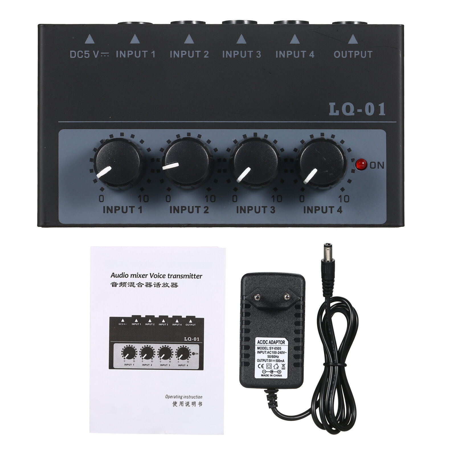 4-канальный аудиомикшер с ультранизким уровнем шума, мини-микшер, 4 входа и 1 выход, DC 5 В для микрофона, гитары, бас-клавиатуры, клуба, бара, сцены, студии