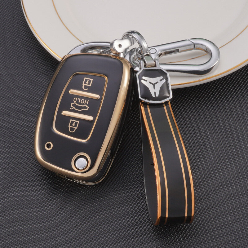 Чехол для ключей Hyundai Leading Key Case, складной, с брелоком, черный