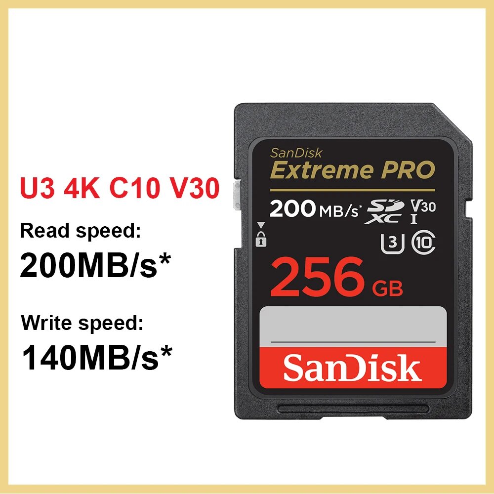 SanDisk Extreme PRO SD карта памяти 512ГБ/256ГБ/128ГБ/64ГБ/32ГБ 256GB 200MBs