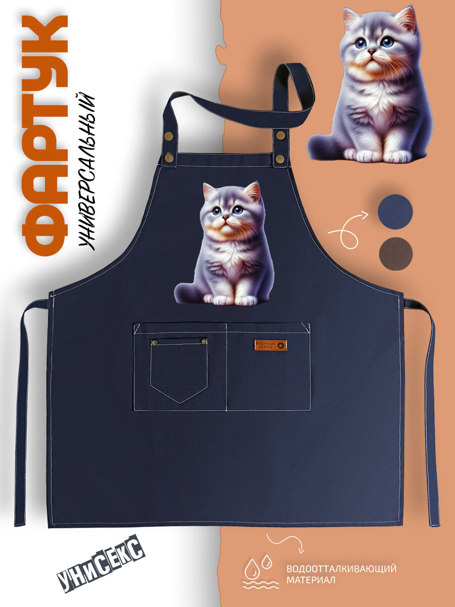 Фартук кухонный с котом уневерсальный с принтом поварской для кухни
