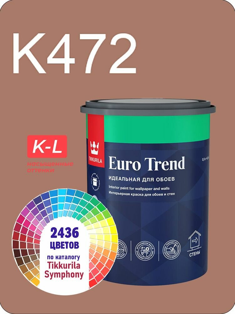 Краска для обоев Tikkurila Euro Trend 0,9л. насыщенные оттенки K472