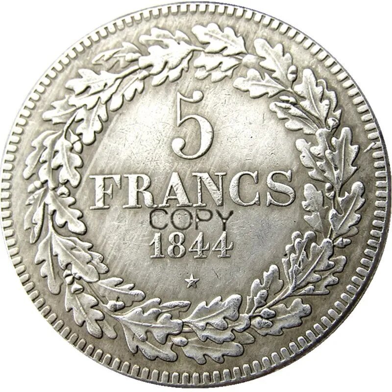 Копии монет Бельгия 1844 Leopold Premier Roi Des Belges 5 Франков
