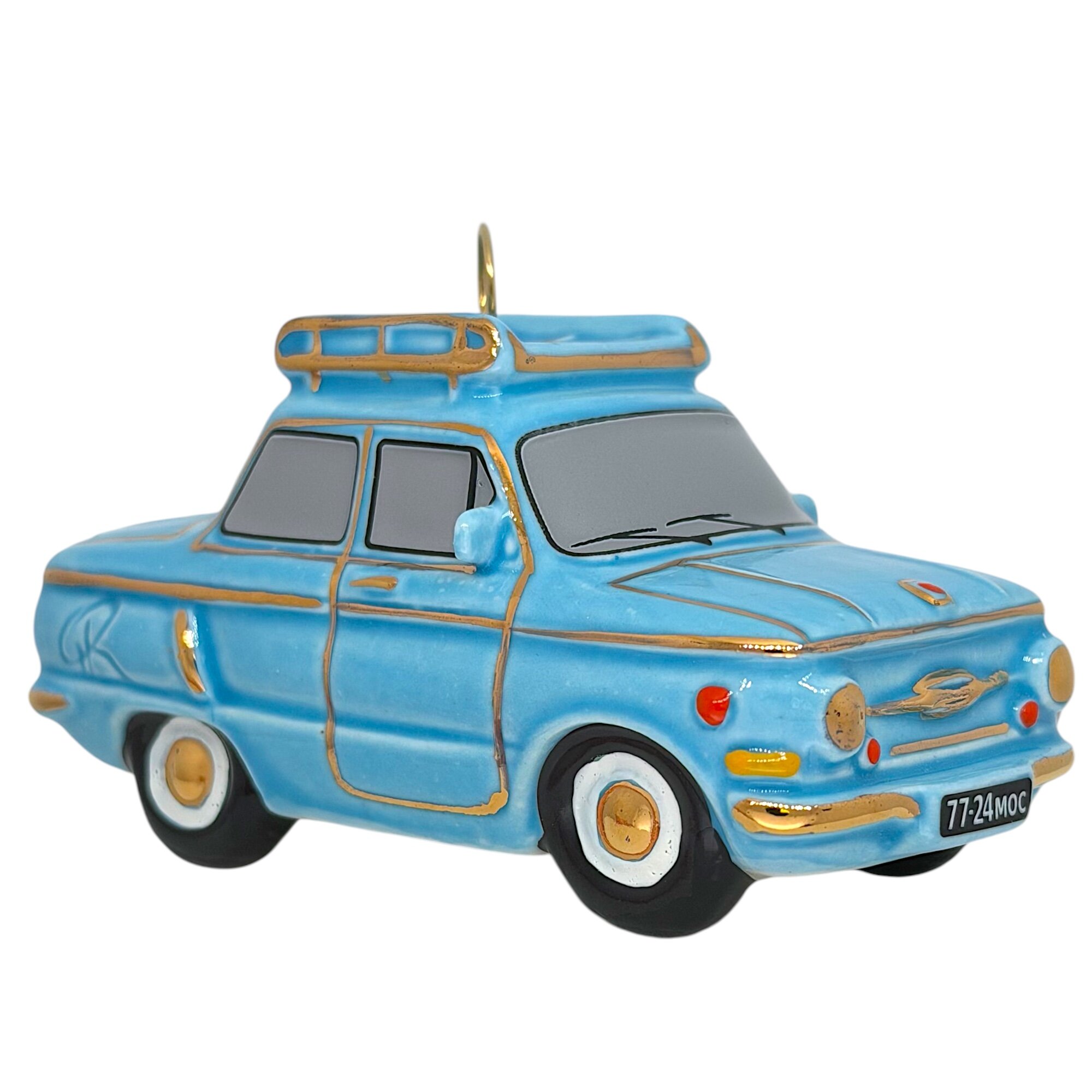 Ёлочная игрушка "Запорожец с багажником" (Фарфоровая мануфактура) голубой