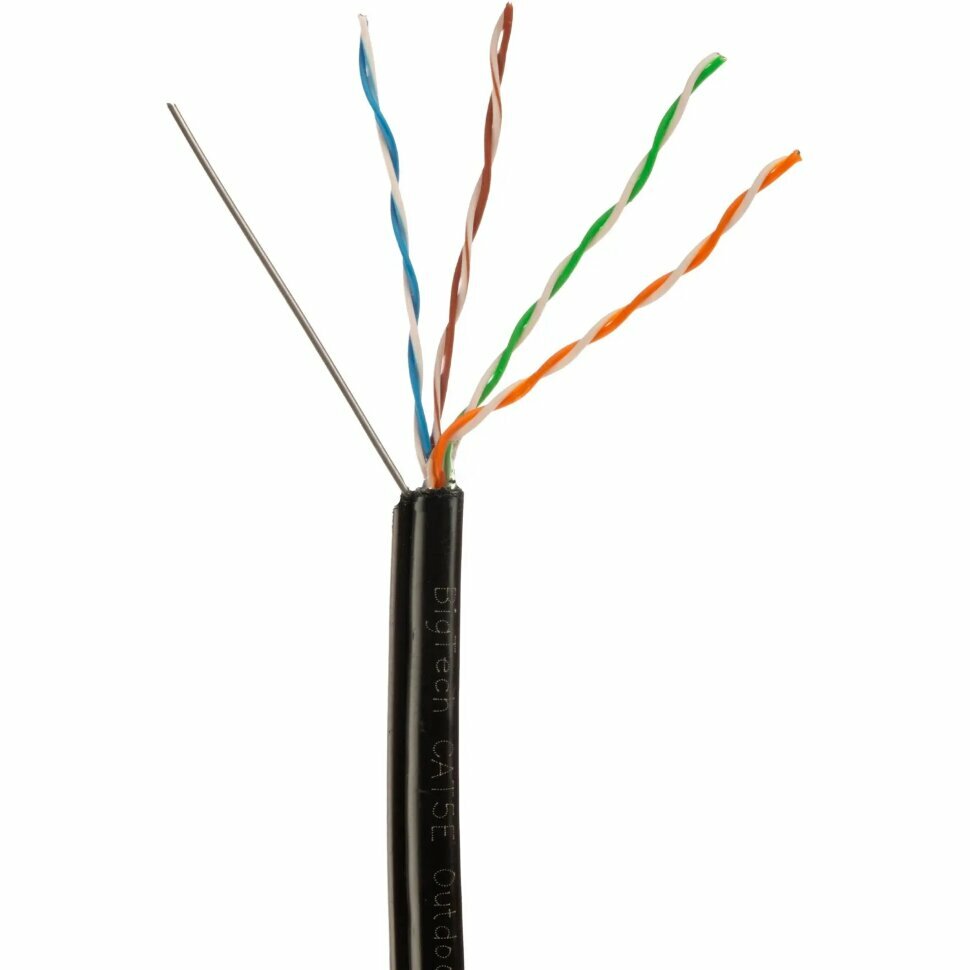 Кабель BigTech BT-CECR-008 медьUTP 4пары кат.5e AWG24 PE Outd. трос 305м чер, 2208480