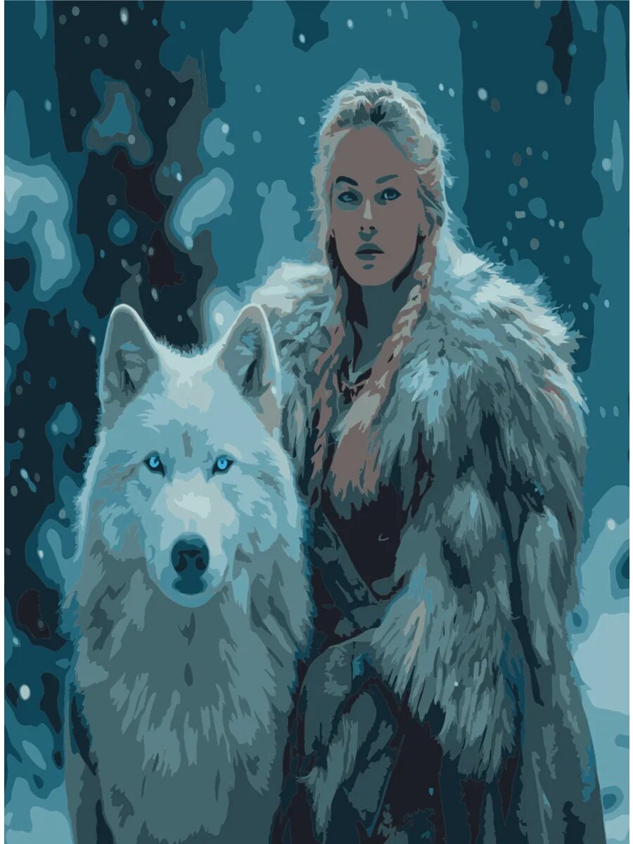Картина по номерам волк и девушка