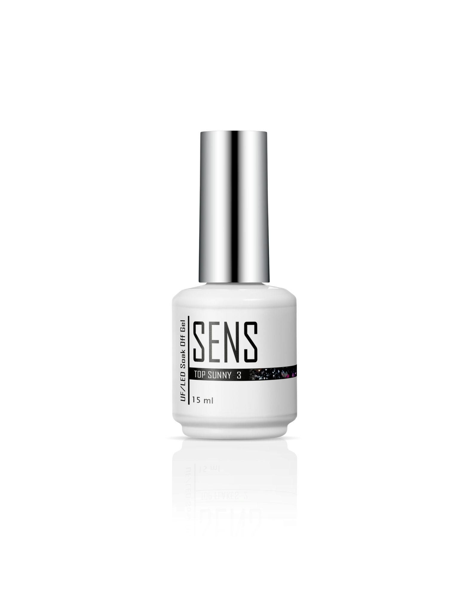 Топ для ногтей SENS Gel "TOP SUNNY 3" светоотражающий, без липкого слоя 15 мл