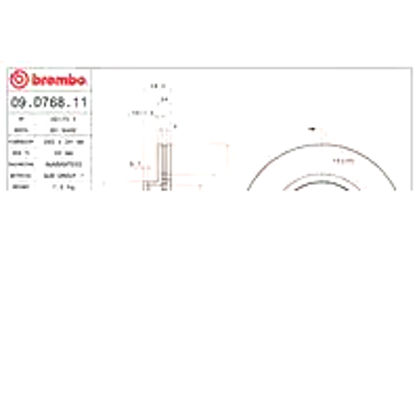 BREMBO 09. D768.11 диск тормозной Subaru (Субару) Impreza (Импреза) hatchback (gt_) 10 / 16- / Subaru (Субару) (Комплект 2 штуки)