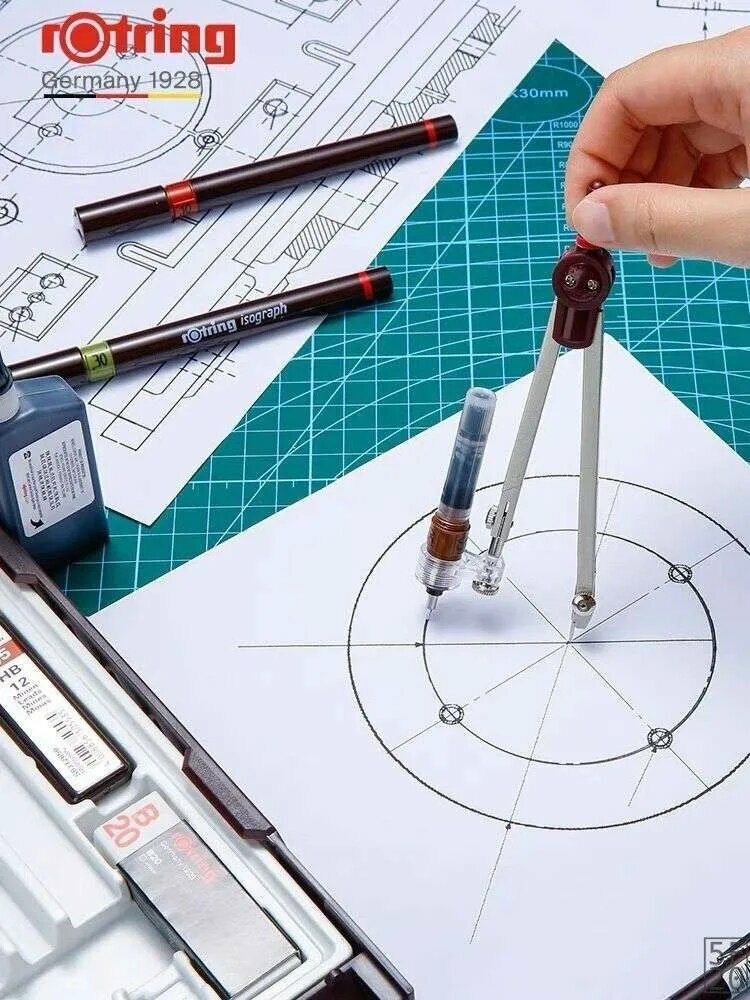 Isograph Rotring Изограф 0.1mm+0.3mm+0.5mm костюм