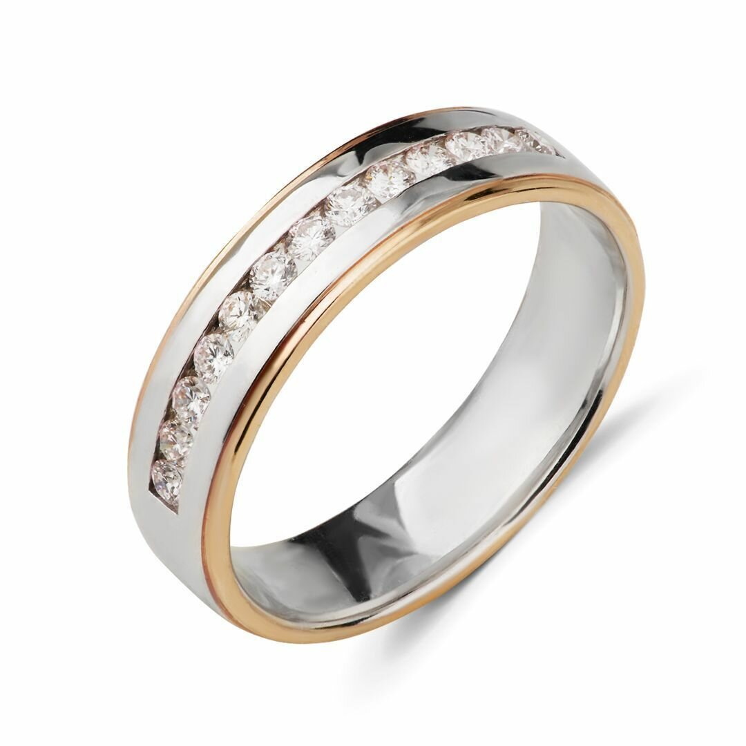 Кольцо обручальное, дорожка, красное золото, 585 проба, бриллиант