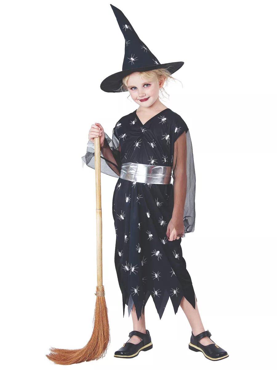 Карнавальный костюм ведьмы, черный, L (130-140 см)