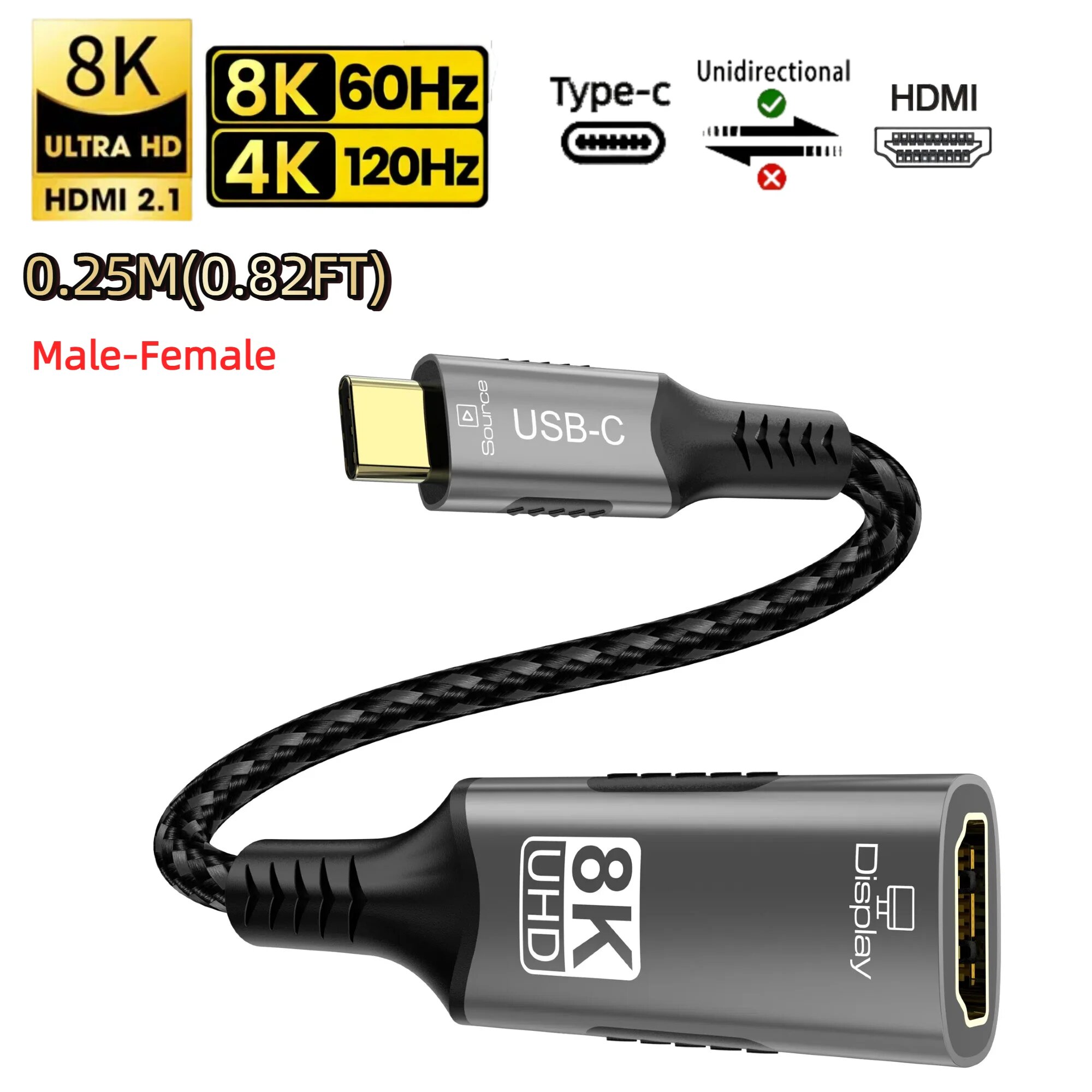 USB C - HDMI кабель 8K 60Hz, 0.25M, 1054-8K