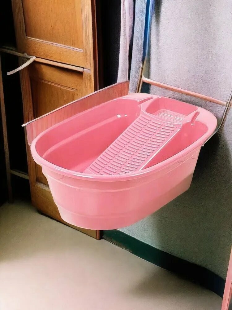 Пластиковый таз для стирки с встроенной стиральной доской, большой объем